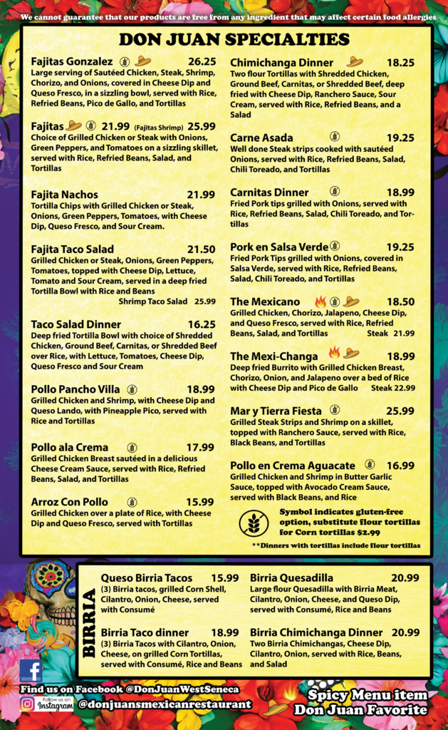 Menu - Don Juan Mexican Bar & Grill